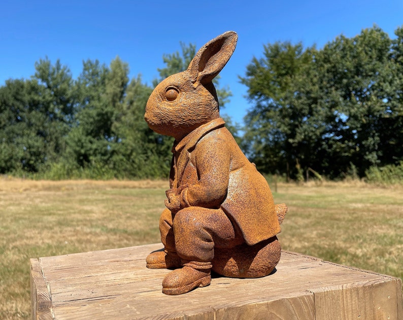 Garden Sculpture of a Rabbit With a Pipe | English Garden - Etsy