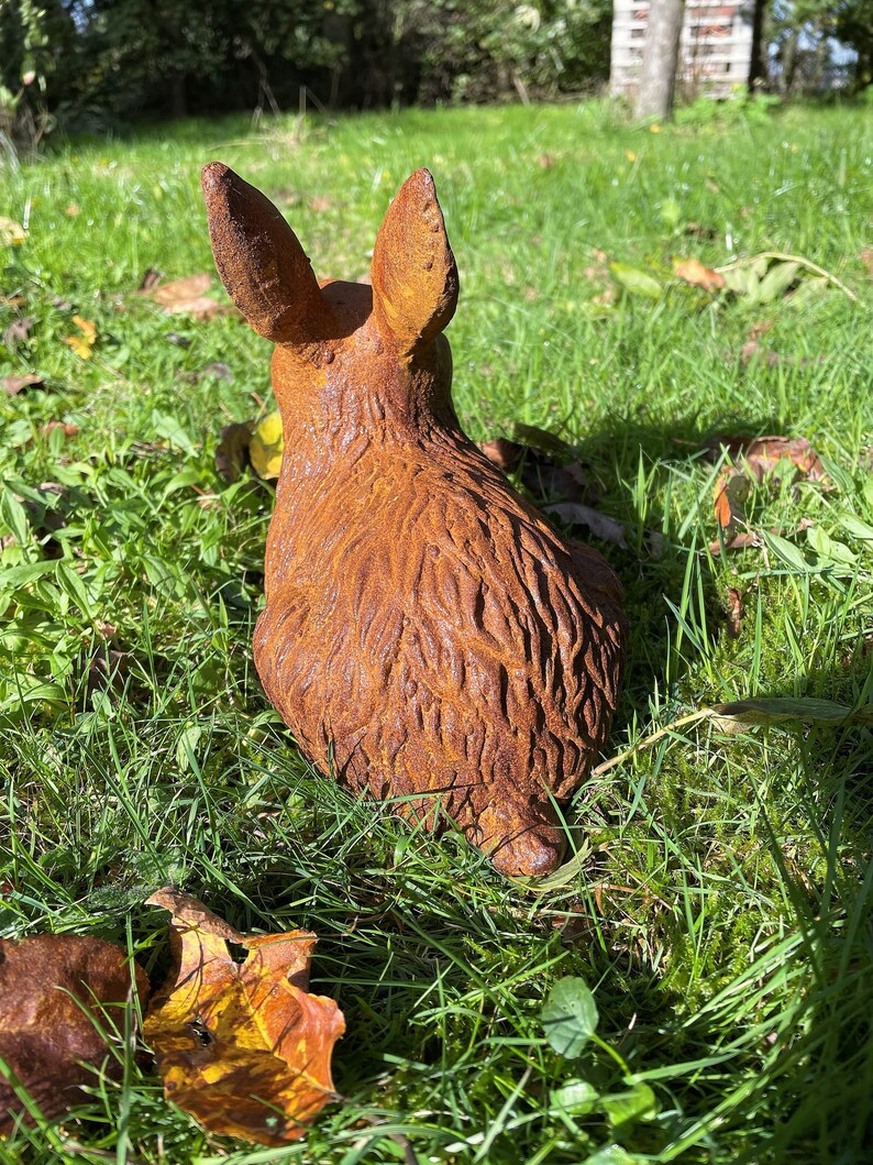 Fine Cast Iron Rabbit Garden Statue - Etsy