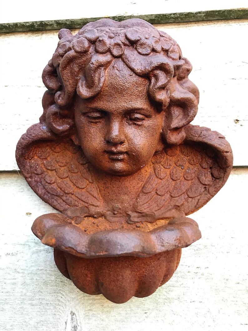 Beautiful Angel With Water Barrel - Cast Iron Wall Ornament of ...