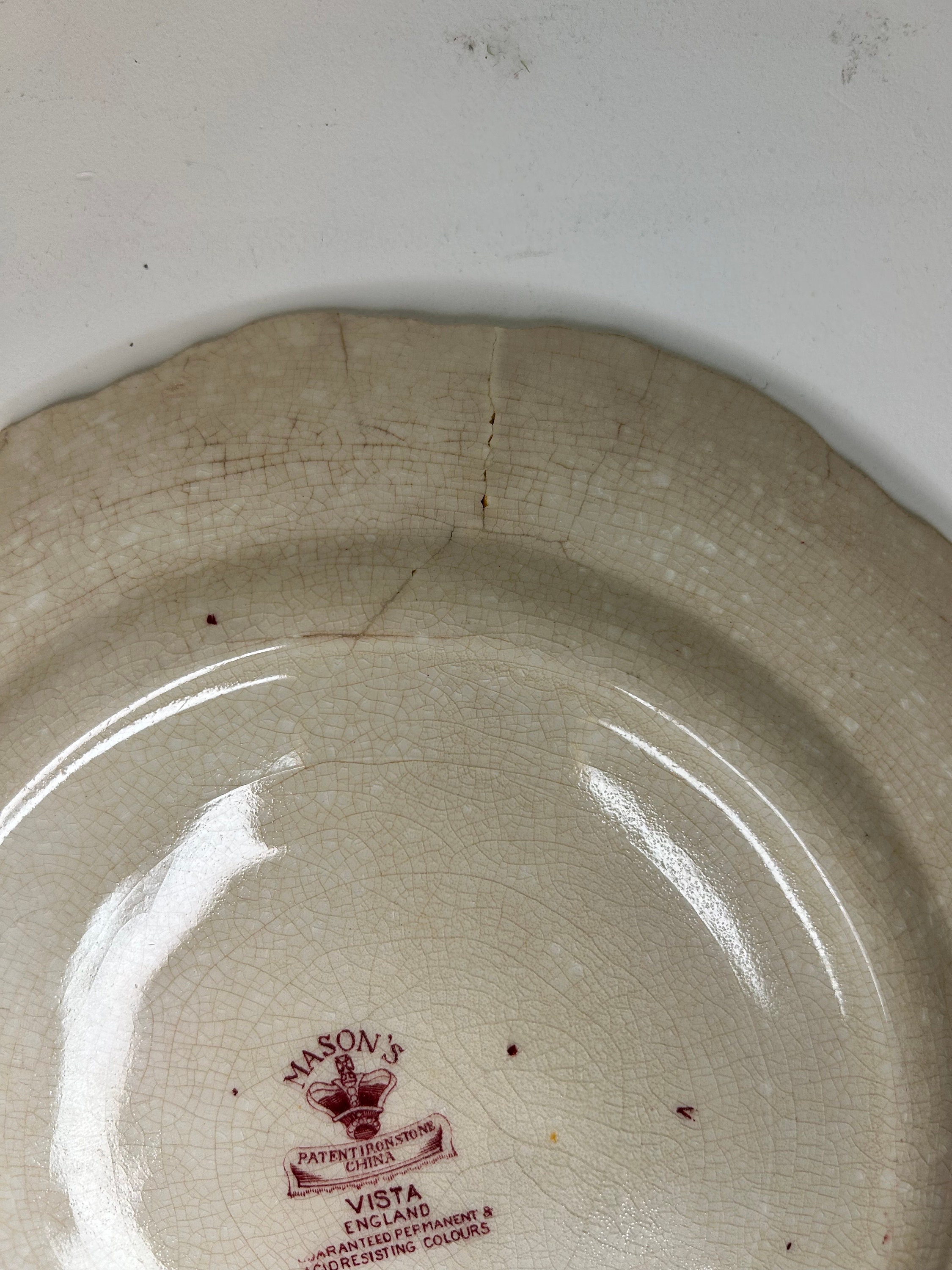 Vintage Pink Transferware Dinner Plates Set of 2 Masons Patent ...