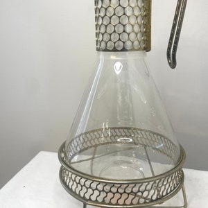 Vintage Pyrex Coffee Carafe Glassware With Brass Metal Warming Stand ...