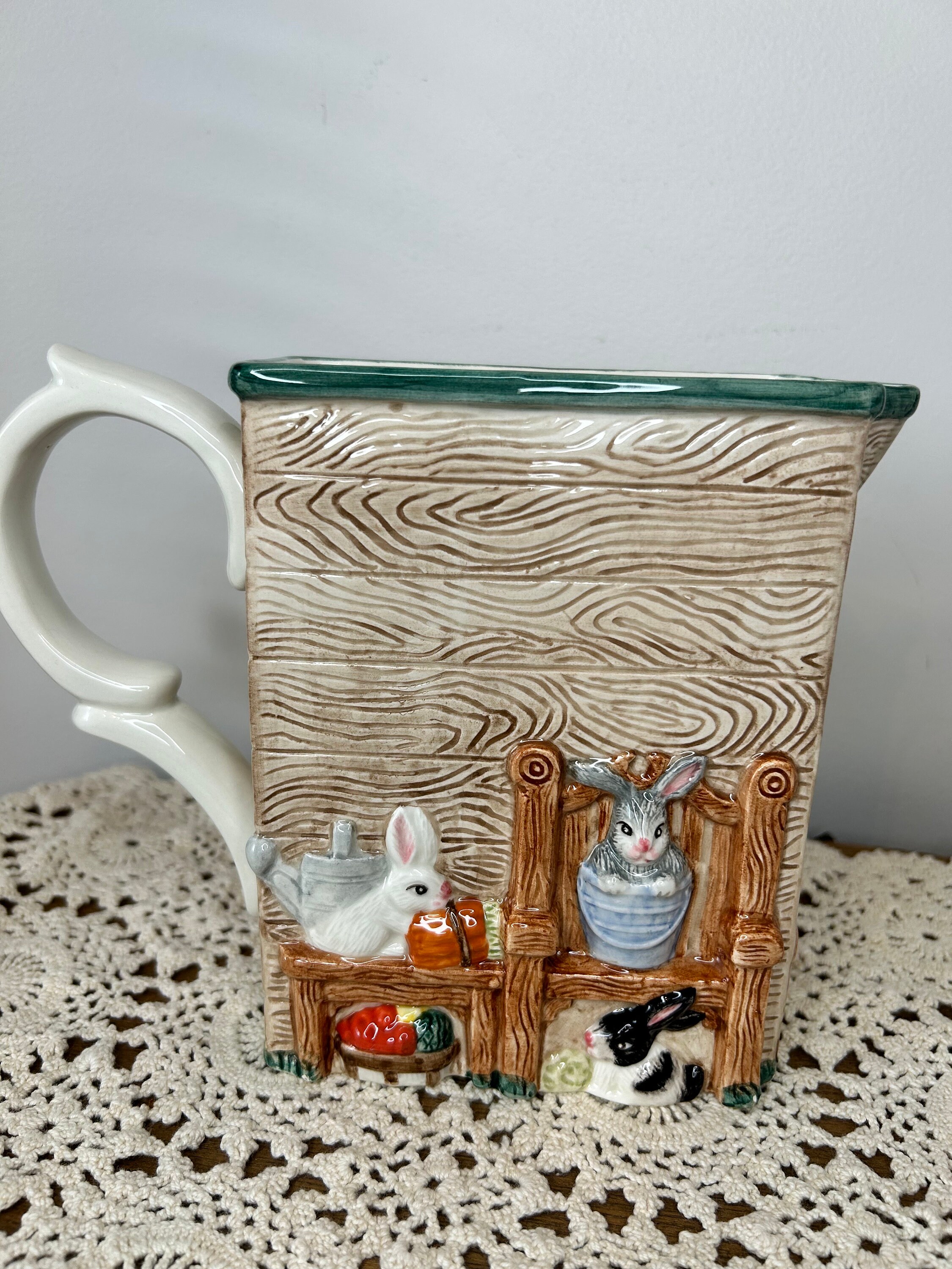 Vintage Fitz and Floyd Rabbit Pitcher Easter Farmhouse Country Decor - Etsy