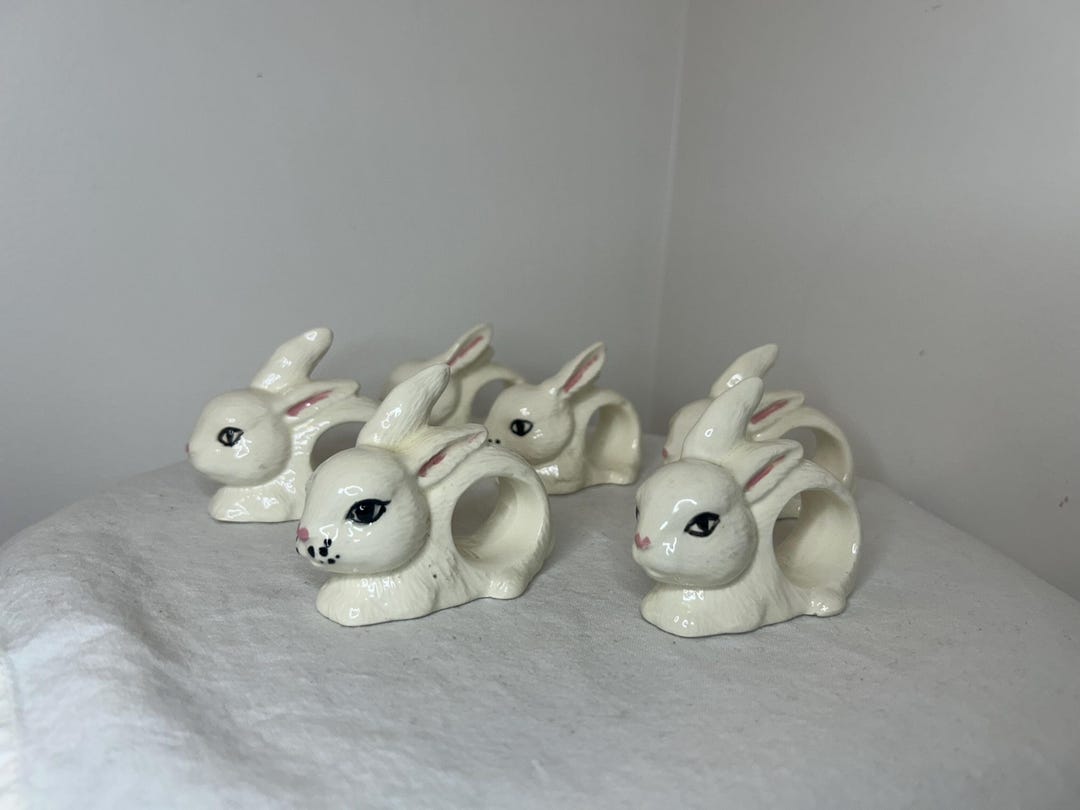 Bunny Napkin Rings Rabbit Napkin Rings Set of 6 Home Decor Easter Decor ...