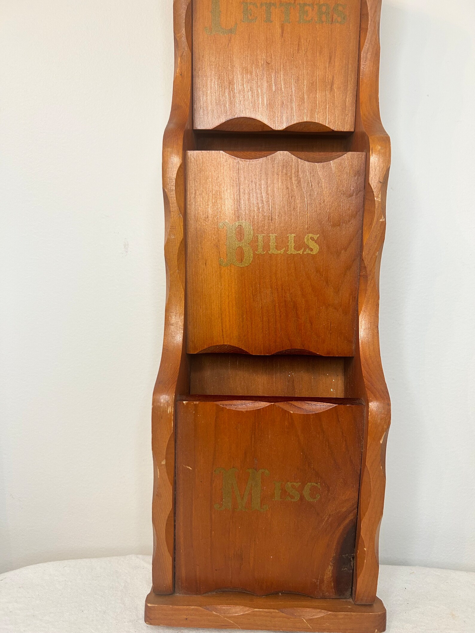 Vintage Wood Letter Holder Mail Holder Mail Organizer Letters Bills ...