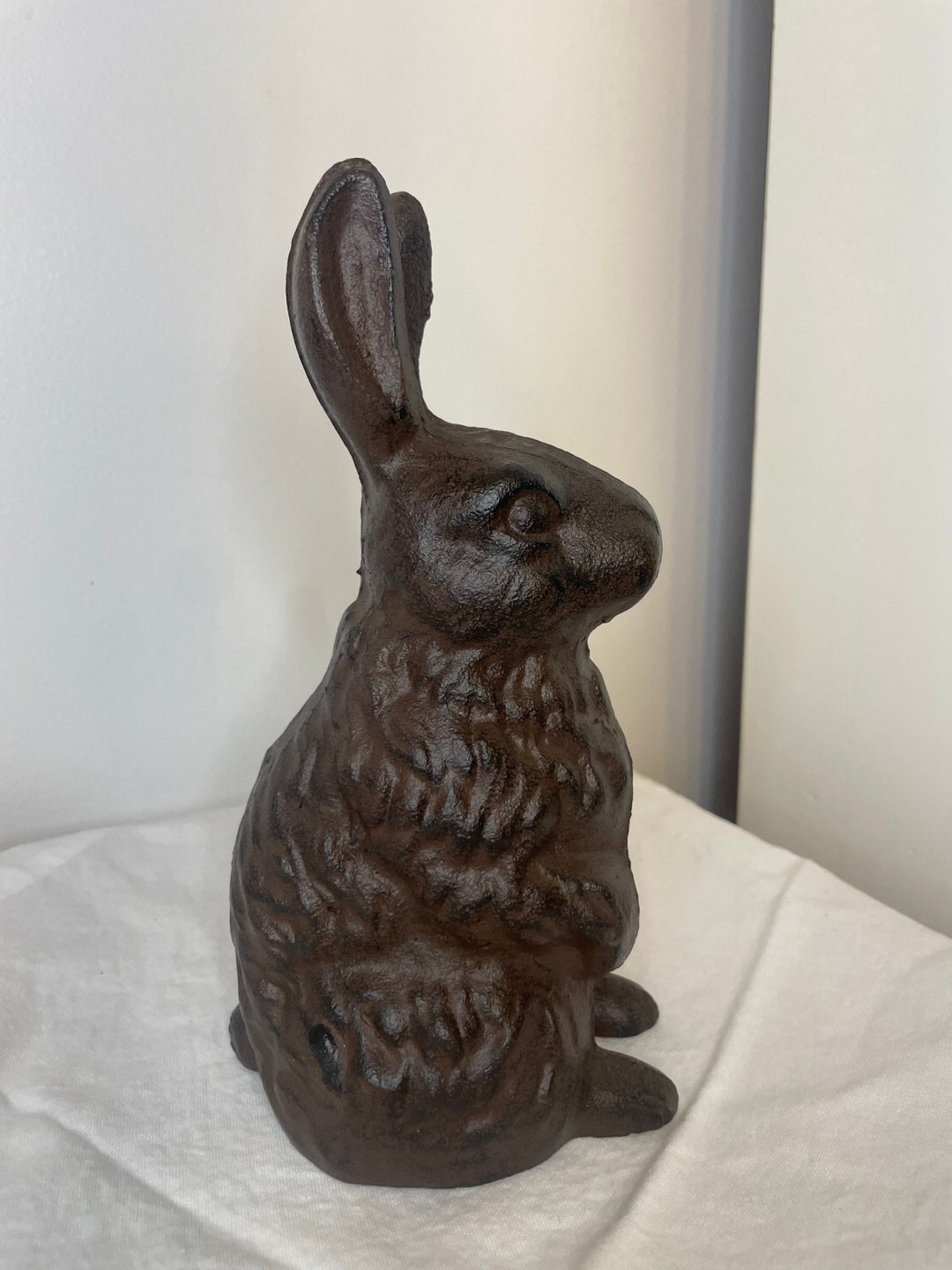 Unique Cast Iron Bunny Rabbit Figurine Book Holder Statue Chocolate ...