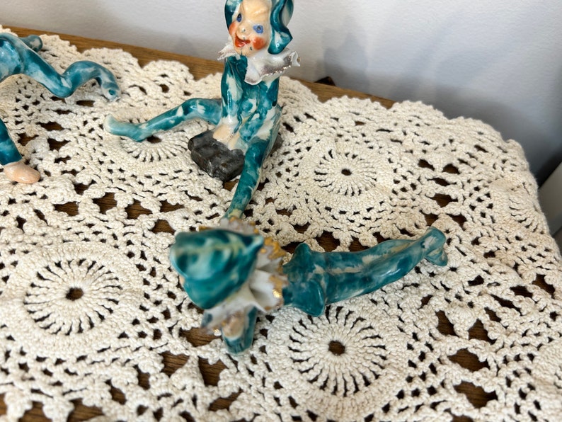 Set of 4 Vintage 1940's Occupied Japan Pixie Figurines Ceramic Green ...