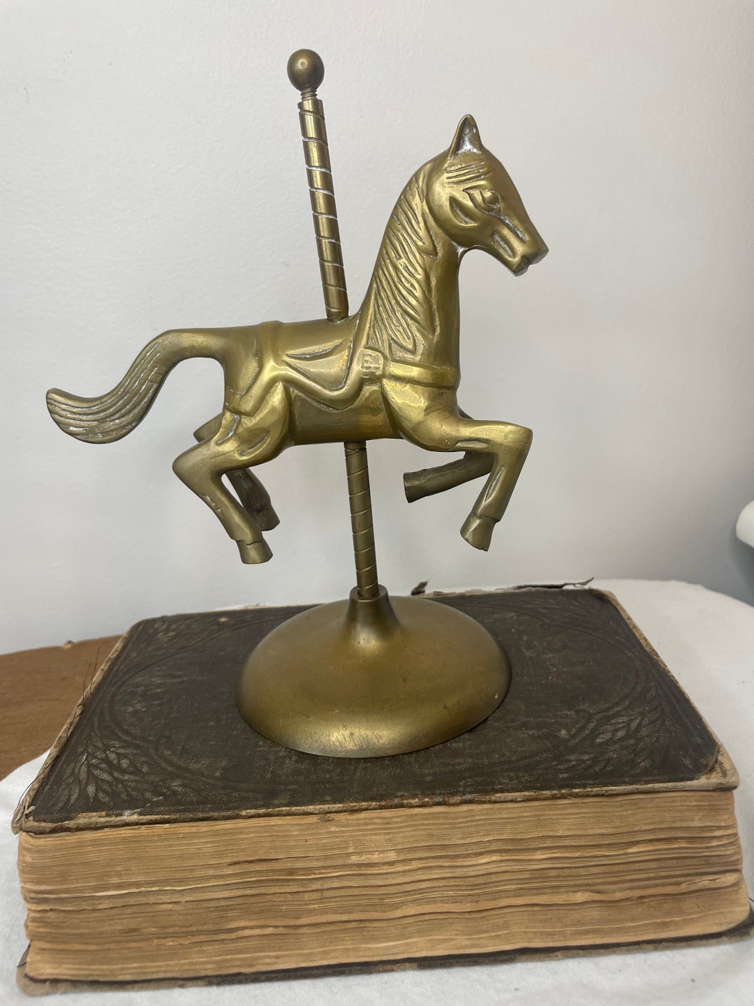 Vintage Brass Carousel Horse Figurine MCM Decor - Etsy