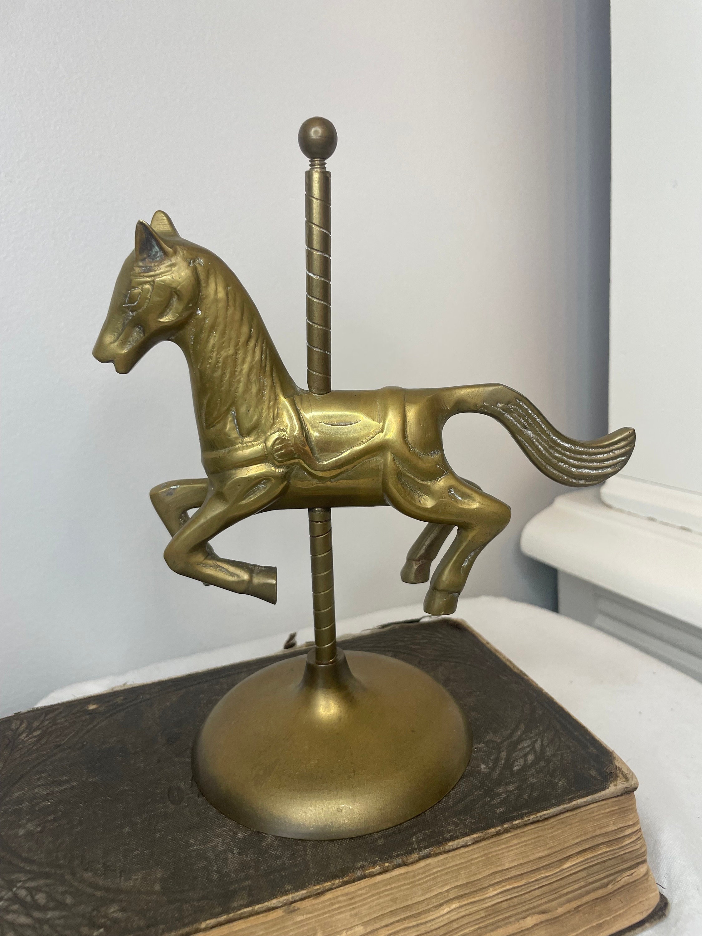 Vintage Brass Carousel Horse Figurine MCM Decor - Etsy