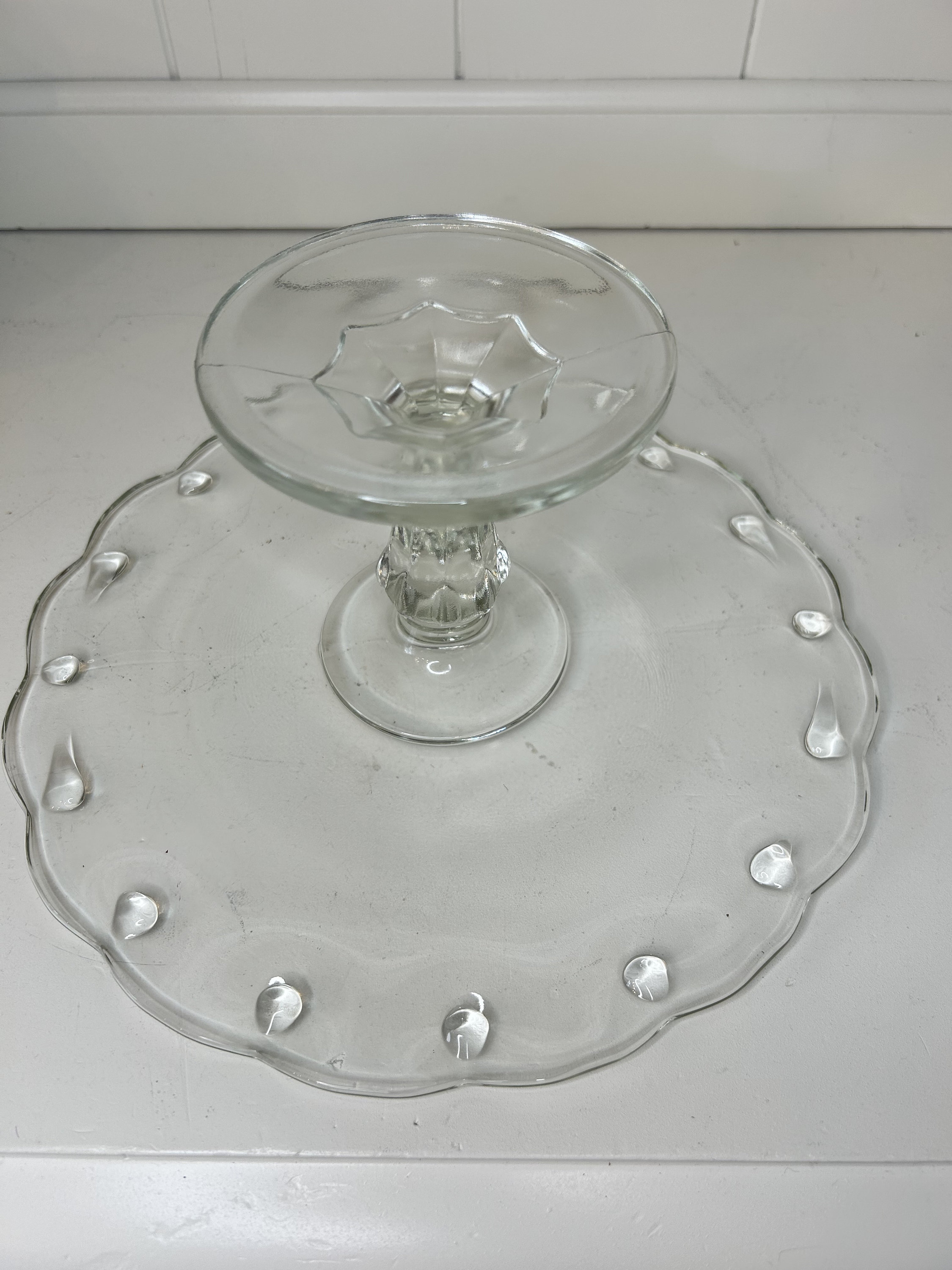 Vintage Indiana Glass Teardrop Design Pedestal Cake Plate - Etsy