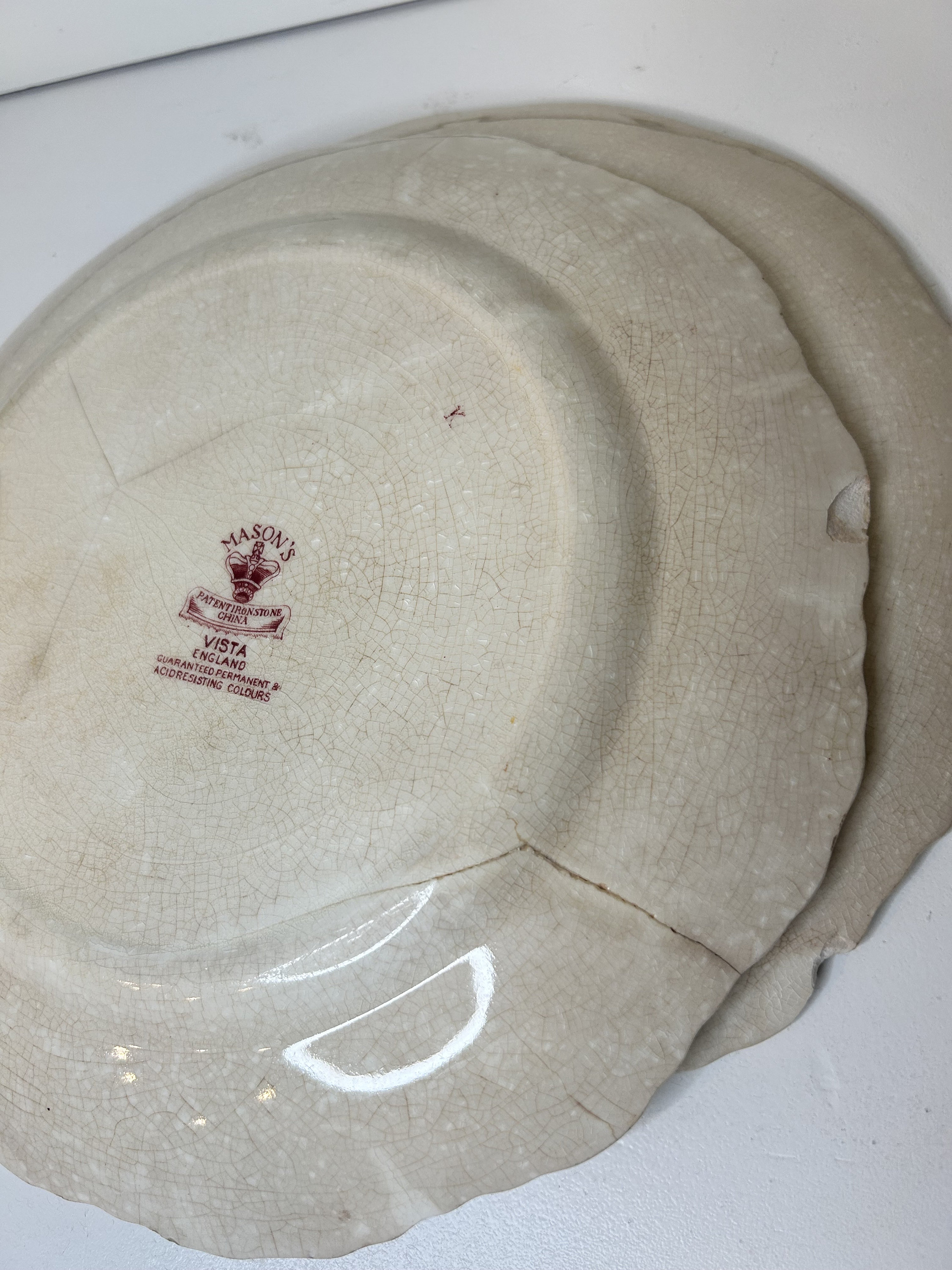 Vintage Pink Transferware Dinner Plates Set of 2 Masons Patent ...