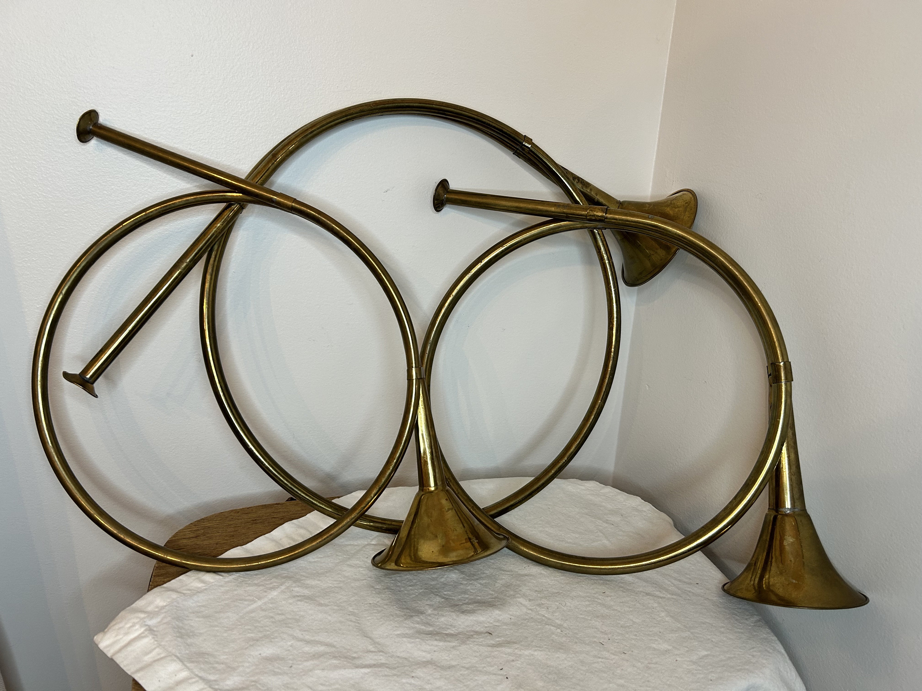 Vintage Brass Horns French Brass Horns Christmas Horns Wall Decor Set ...