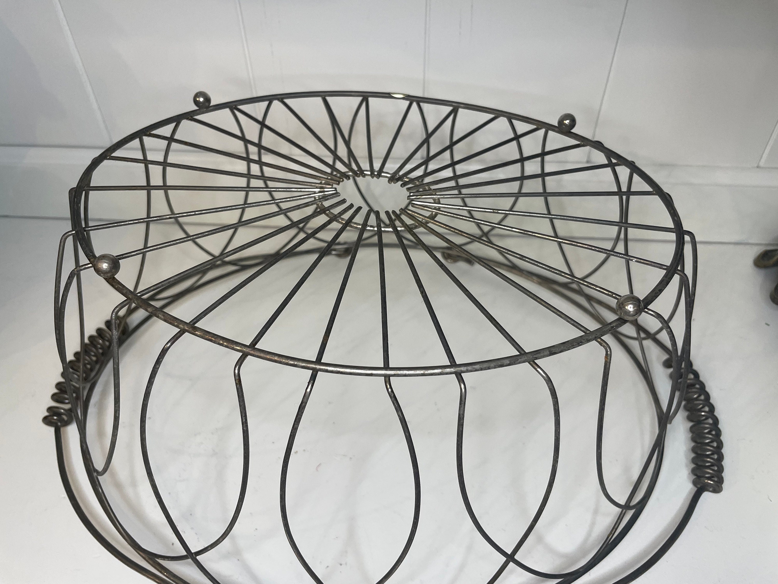 Rare Vintage Metal Oval Basket Gathering Basket With Handles ...