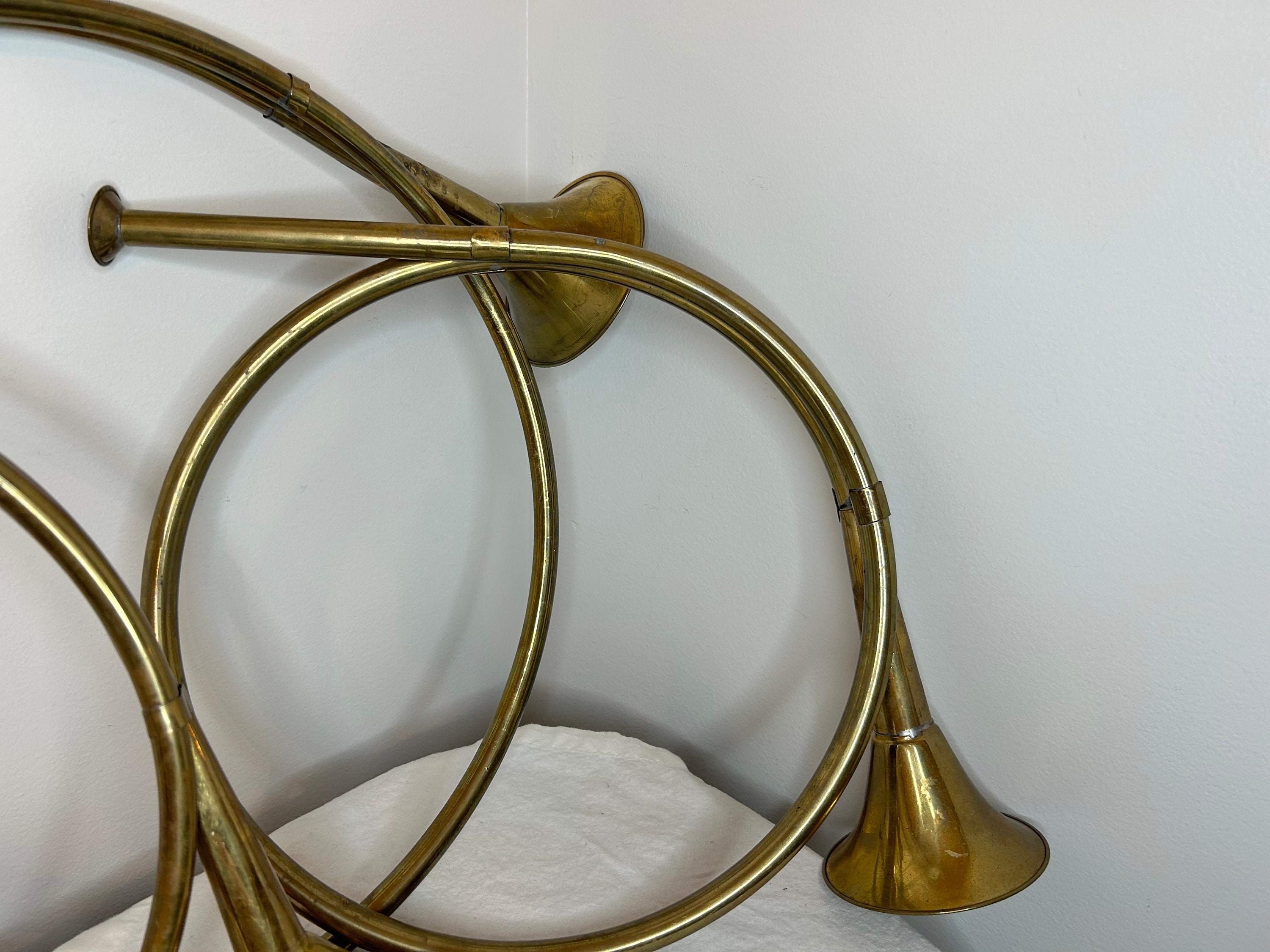 Vintage Brass Horns French Brass Horns Christmas Horns Wall Decor Set ...