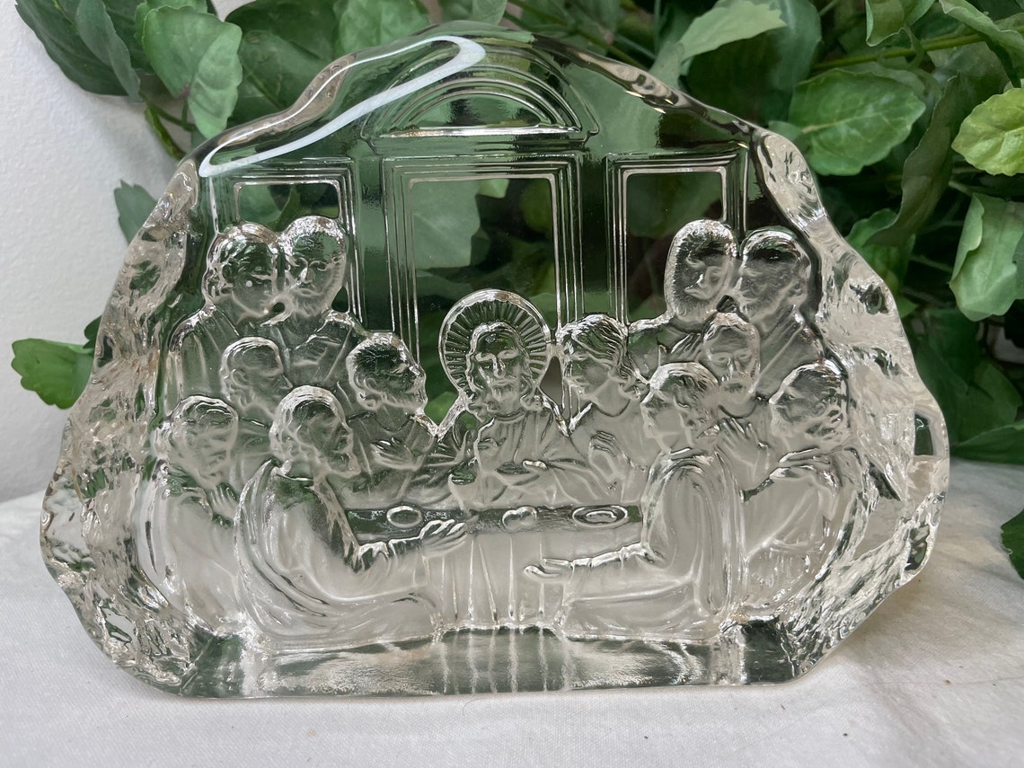 Vintage Clear Glass Last Supper Sculpture the Last Supper - Etsy