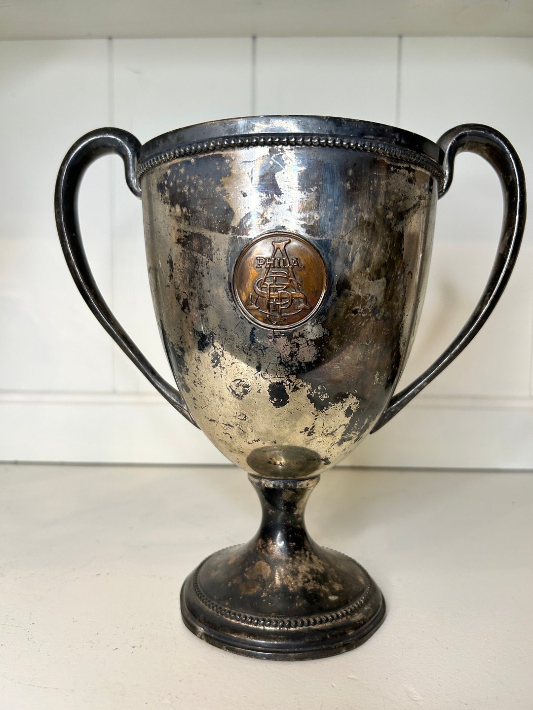 Antique Silver Trophy Cup Tarnished Silver Vintage Decor - Etsy