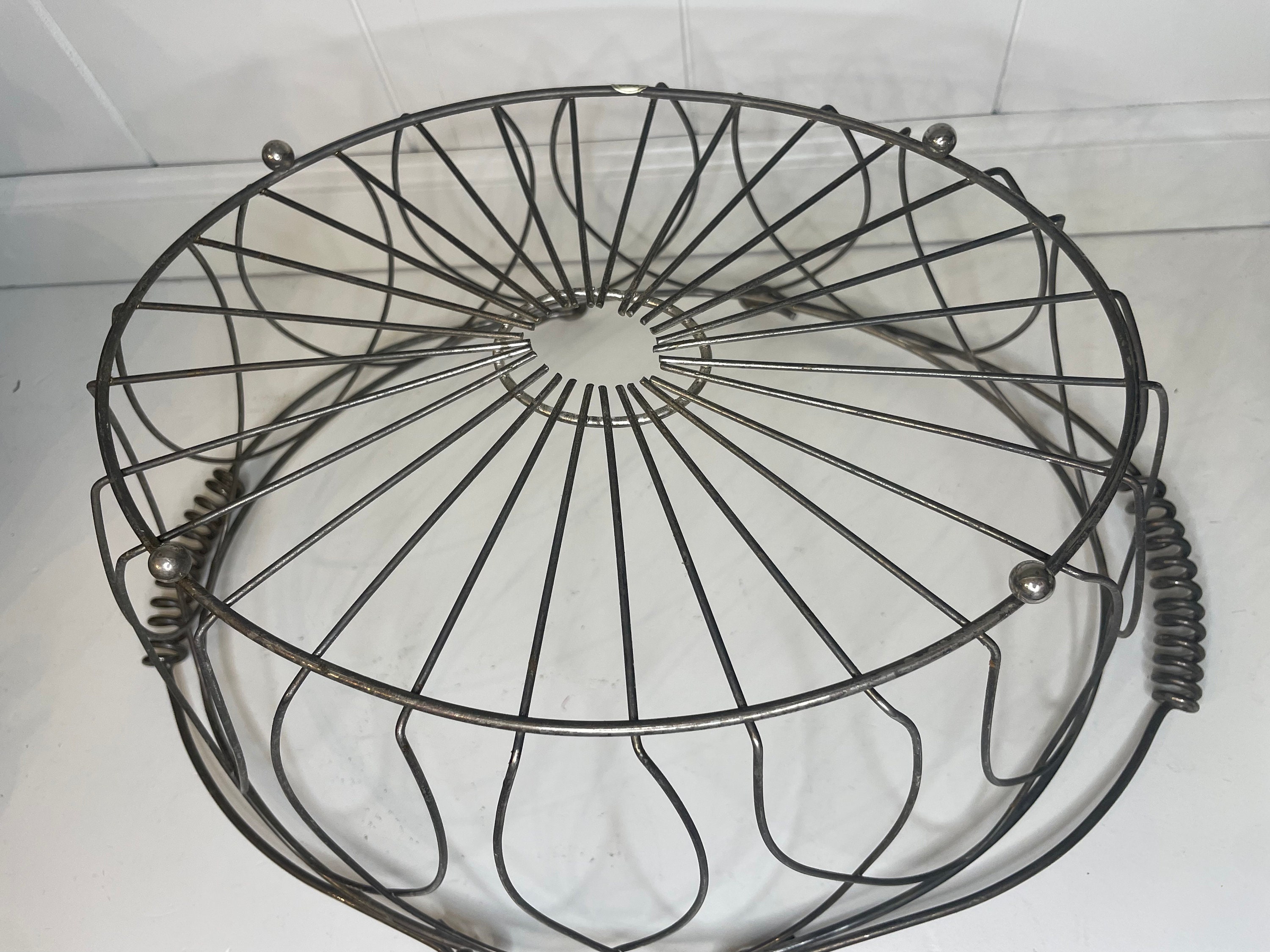 Rare Vintage Metal Oval Basket Gathering Basket With Handles ...