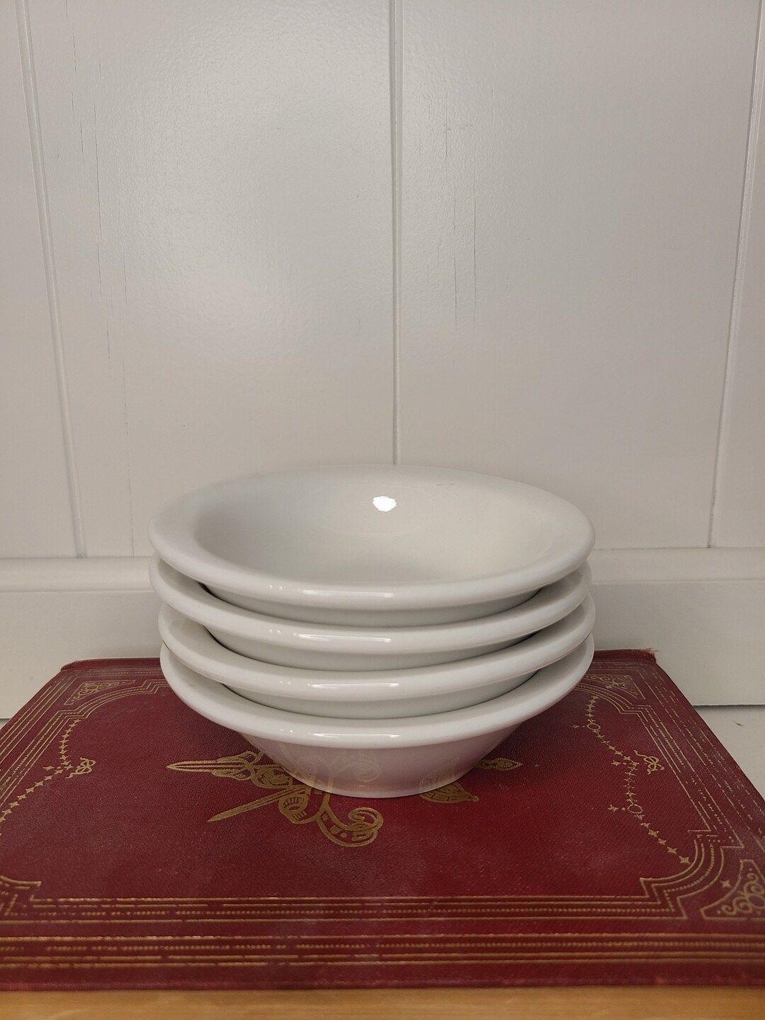 Set of 4 Rego Chunky Flat Rim Fruit Custard Bowls White - Etsy