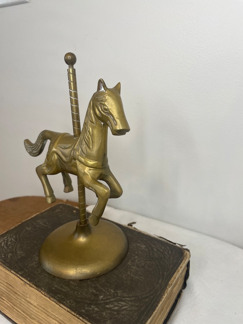 Vintage Brass Carousel Horse Figurine MCM Decor - Etsy