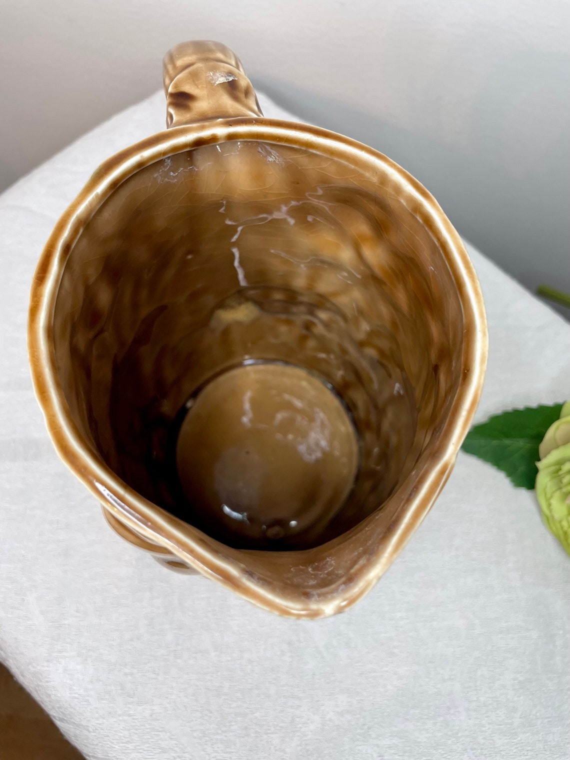 Vintage Brown Pitcher With Fruit Design MCM Made in Japan - Etsy