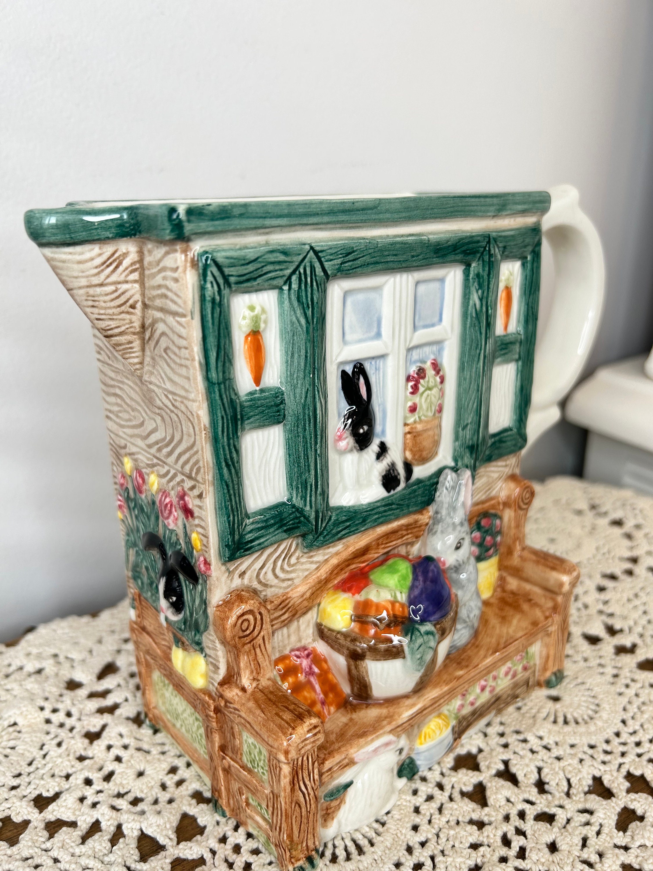 Vintage Fitz and Floyd Rabbit Pitcher Easter Farmhouse Country Decor - Etsy