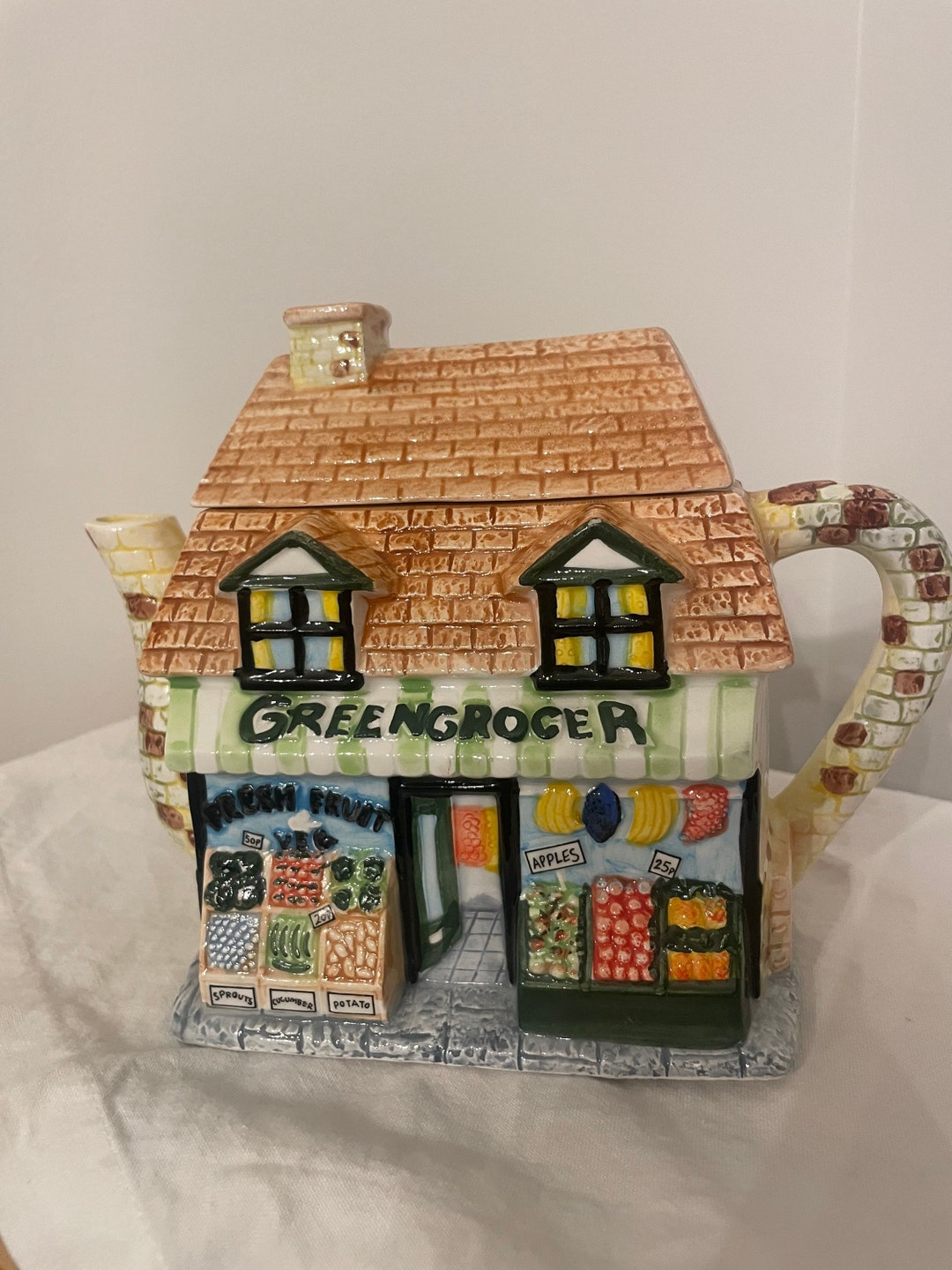 Vintage Cottage Teapot Hand Painted Greengrocer Omibus - Etsy