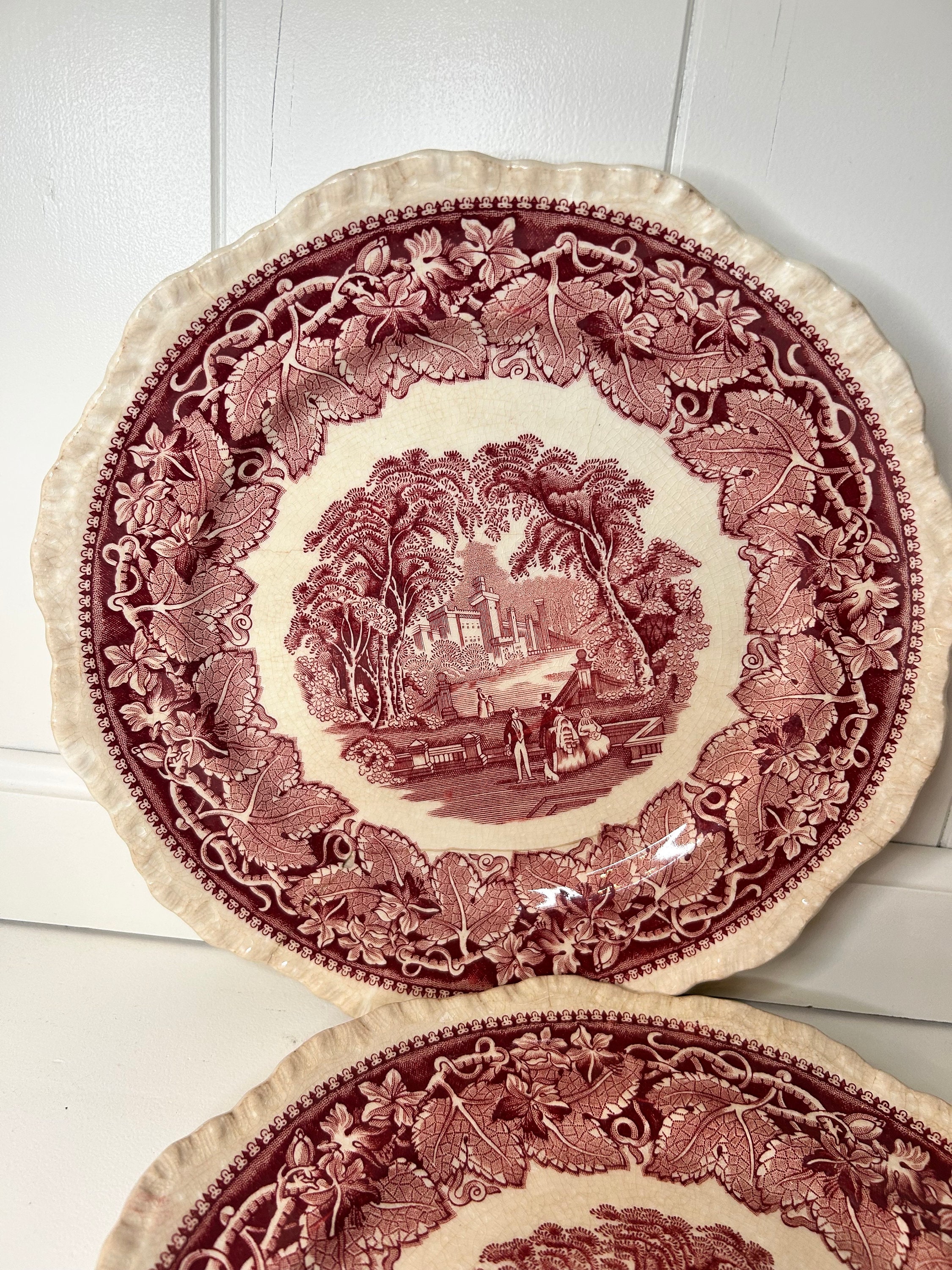 Vintage Pink Transferware Dinner Plates Set of 2 Masons Patent ...