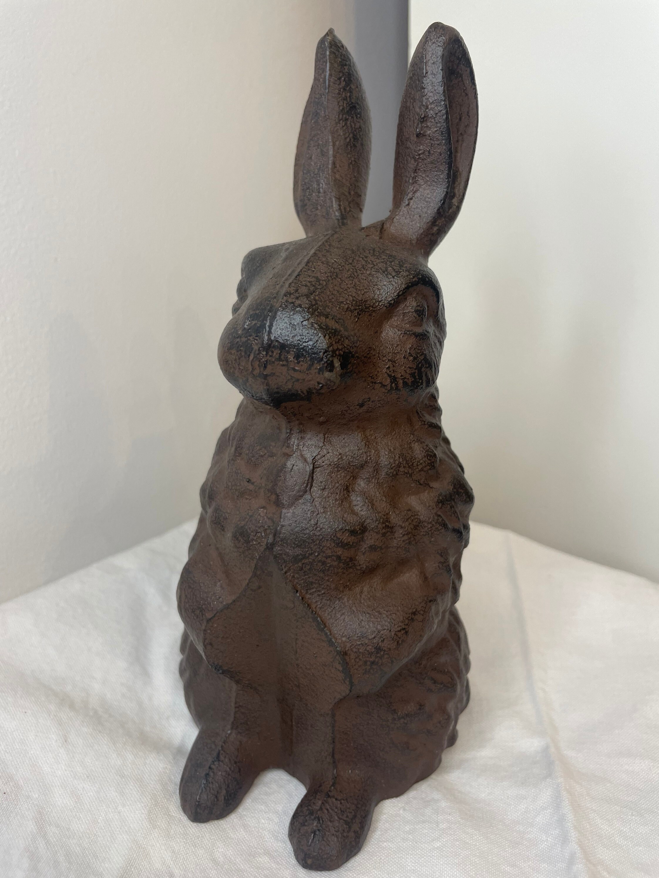Unique Cast Iron Bunny Rabbit Figurine Book Holder Statue Chocolate ...