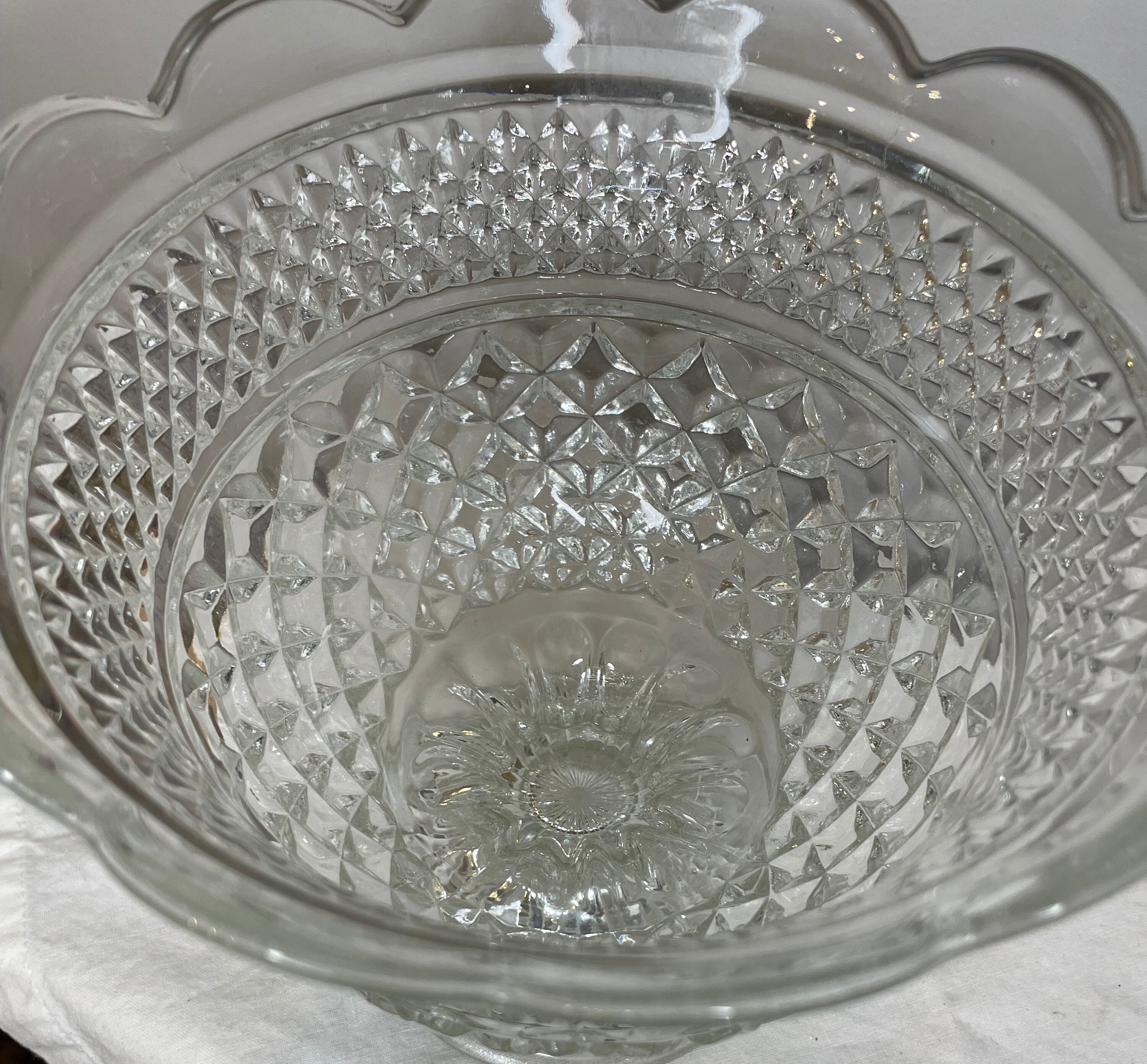 Vintage Anchor Hocking Wexford Large Glass Footed Pedestal Bowl Vase ...