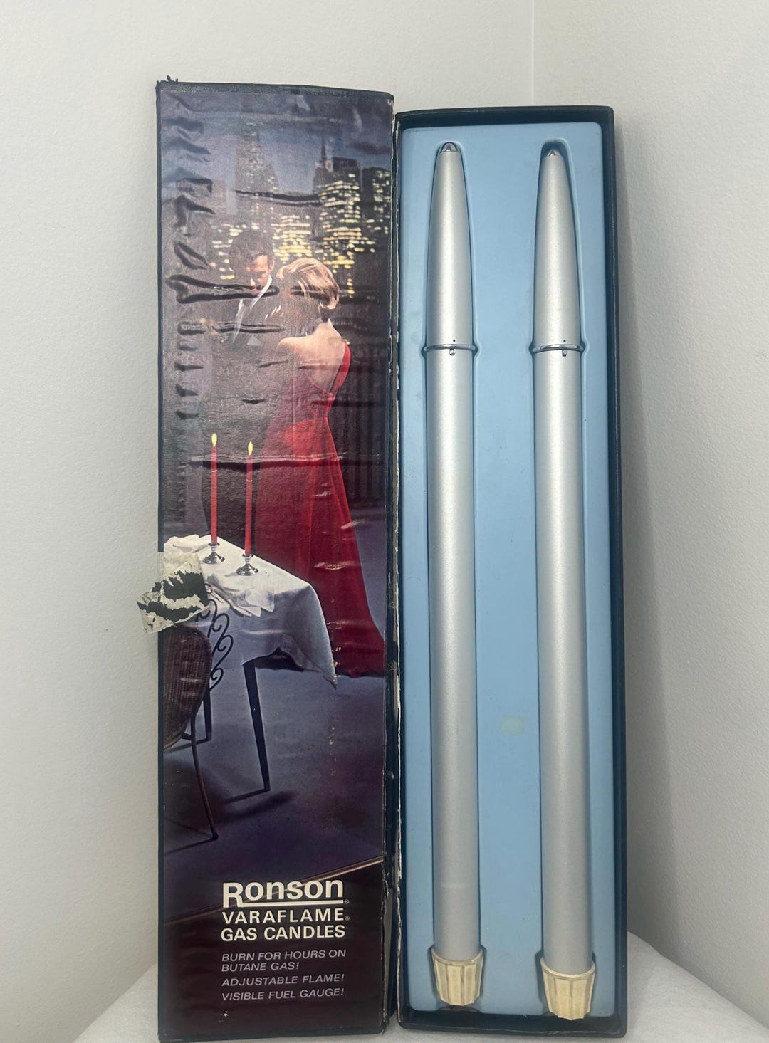 Vintage 70s Ronson Varaflame Candles Retro Candlesticks Wickless Metal ...
