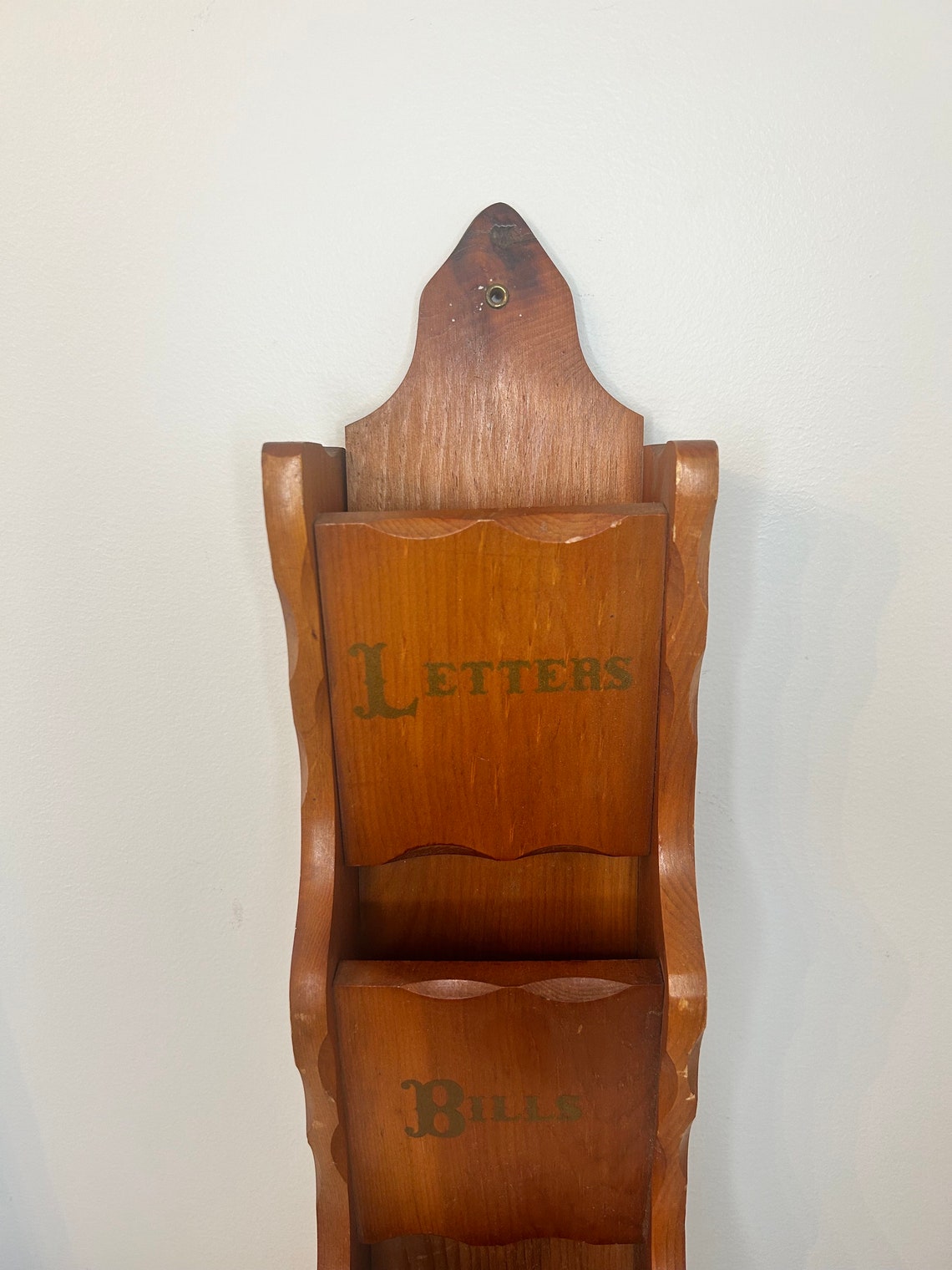 Vintage Wood Letter Holder Mail Holder Mail Organizer Letters Bills ...