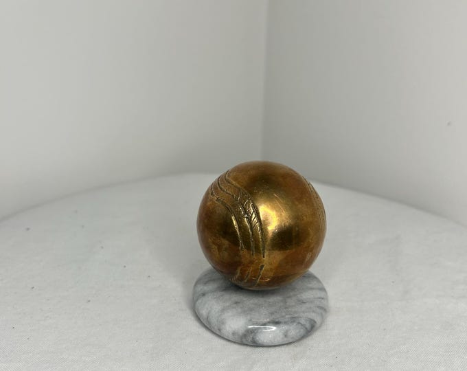 Vintage Brass Baseball Paperweight Brass Baseball on Marble Base - Etsy