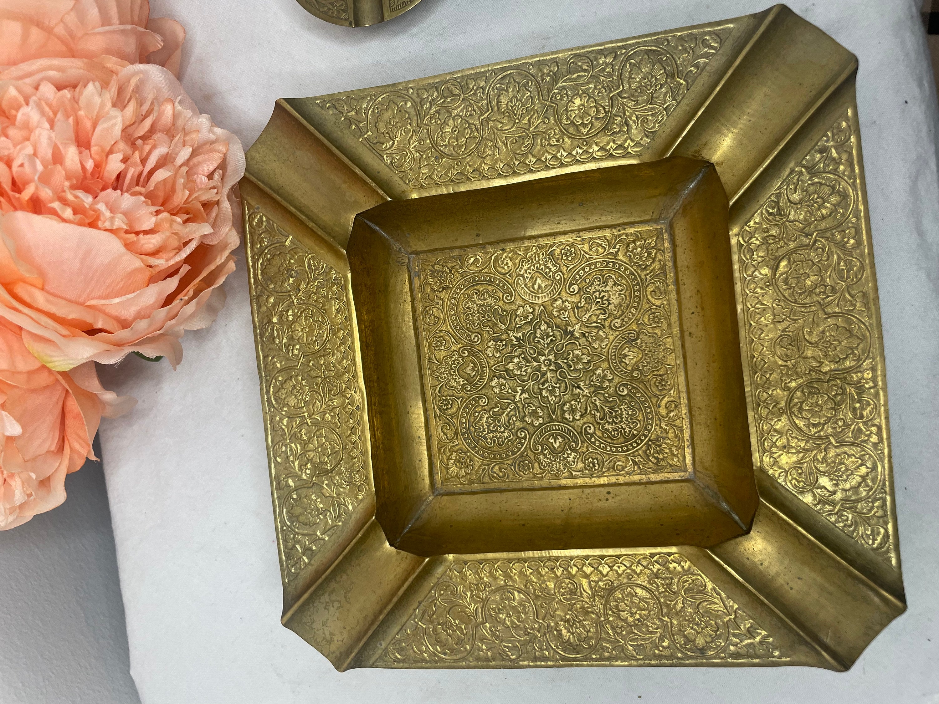 Vintage Brass Ashtray With Sitar Instrument Ashtray Made in - Etsy