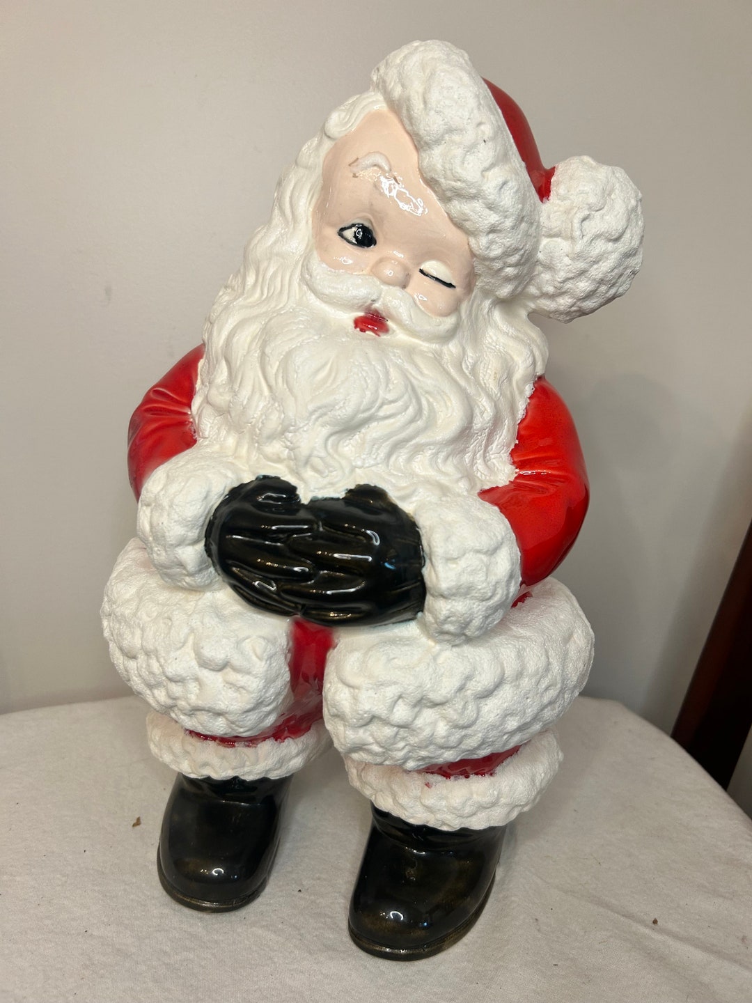 Vintage Large Winking Santa Figurine Atlantic Mold CO. Hand Painted ...