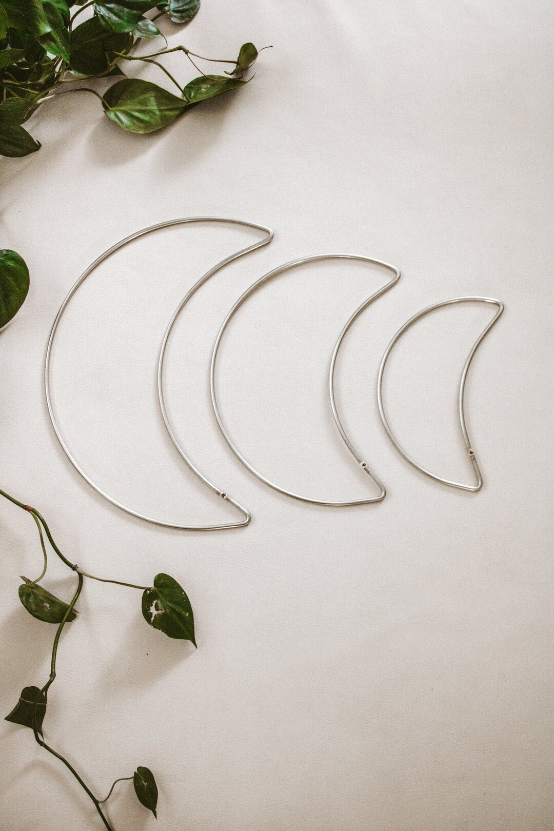 Silver Steel Moon Frames / Macrame Supplies / Macrame Ring / Geometric ...