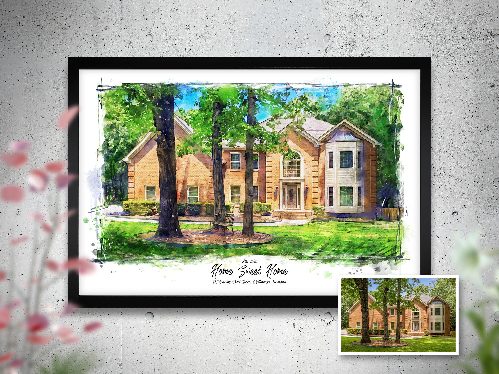 Family House Artwork Art From Photo Watercolor House | Etsy