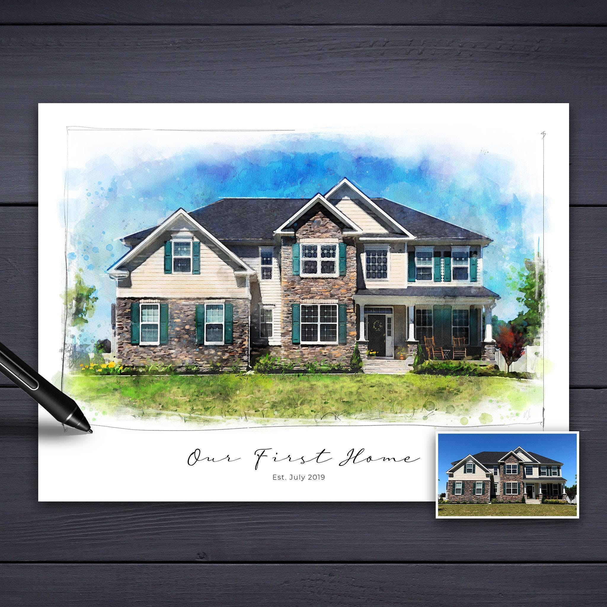 House Portrait, Custom Artwork, Personalized Picture, Photo to ...