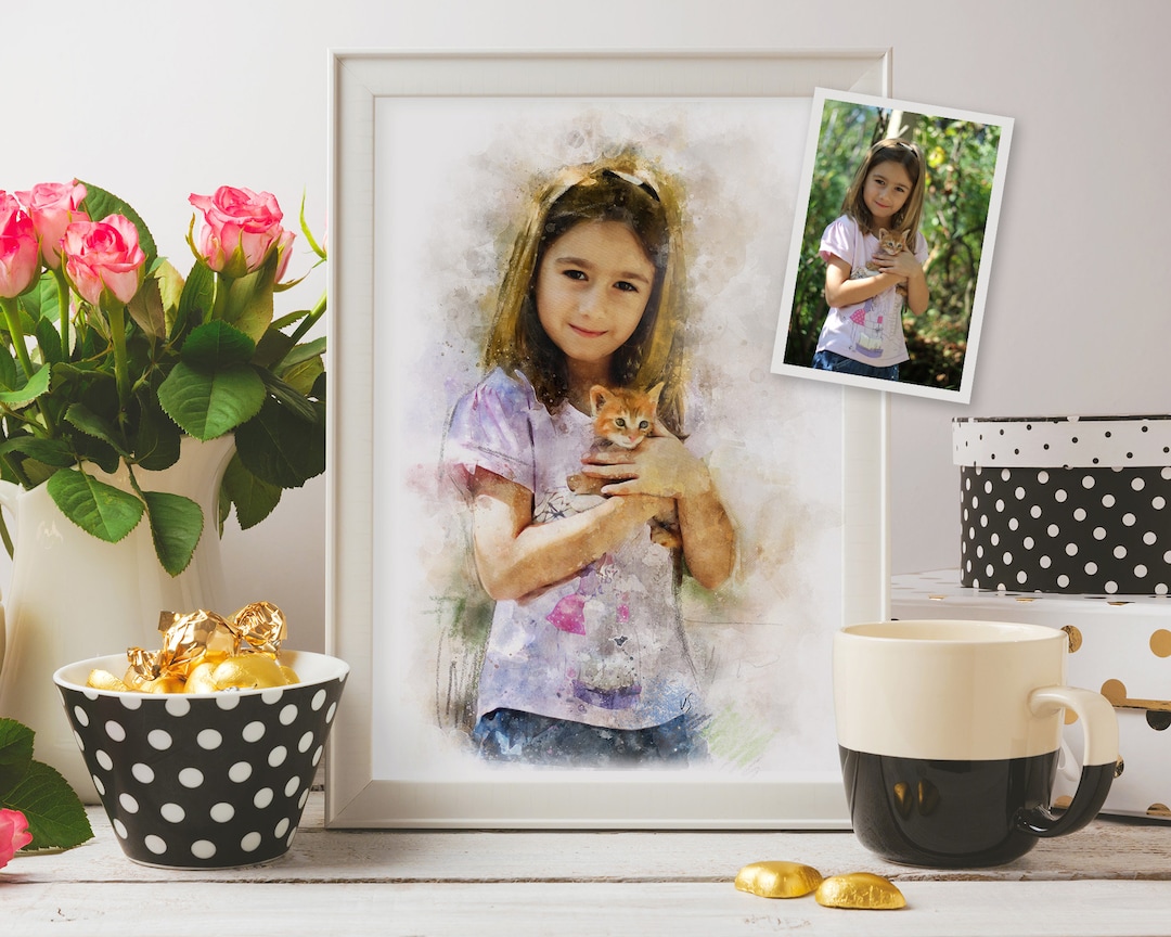 Photo to Portrait Custom Portrait Digital Art Watercolor Portrait Child ...