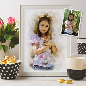 Custom Portrait From Photo, Kids Portrait, Digital Art, Watercolor ...