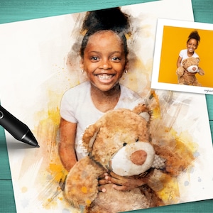 Custom Portrait From Photo, Kids Portrait, Digital Art, Watercolor ...