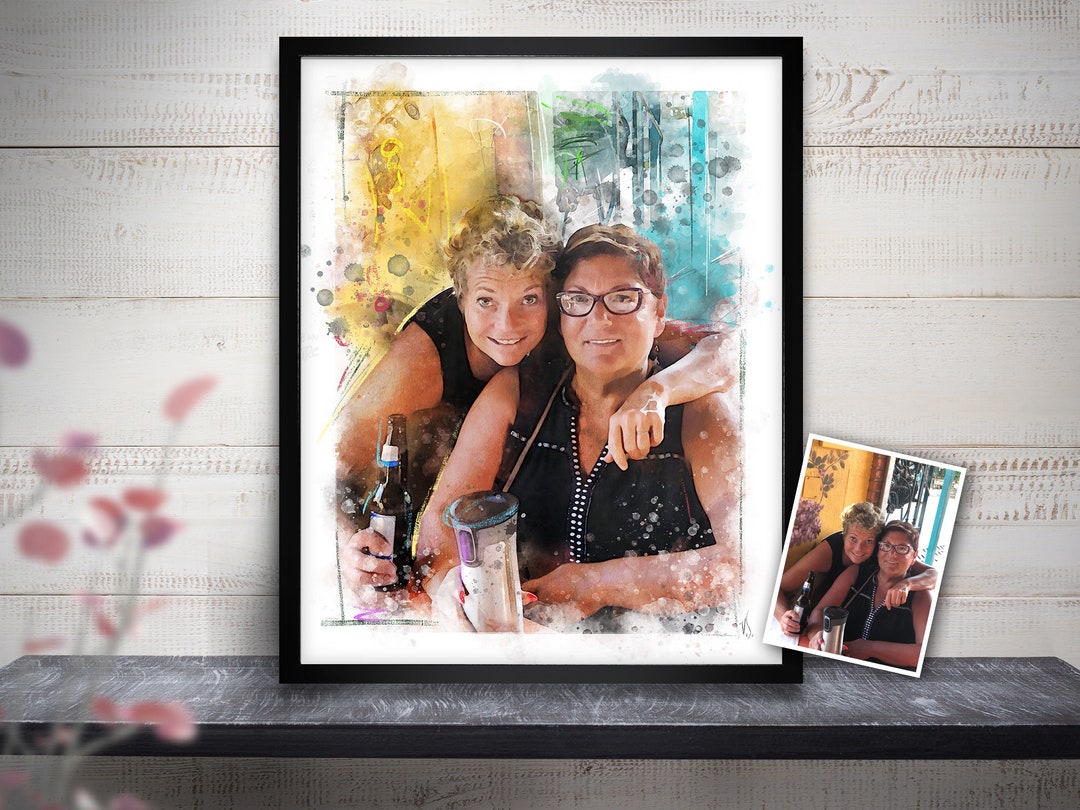 Best Friends Portrait, Portrait From Photo, Art Gift for Friend, Custom ...
