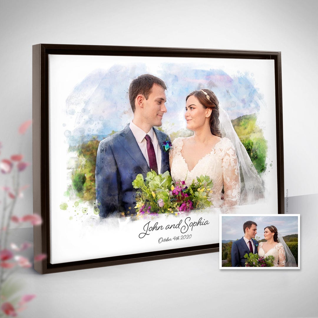 Wedding Portrait Custom Wedding Portrait Personalized Wedding Art ...