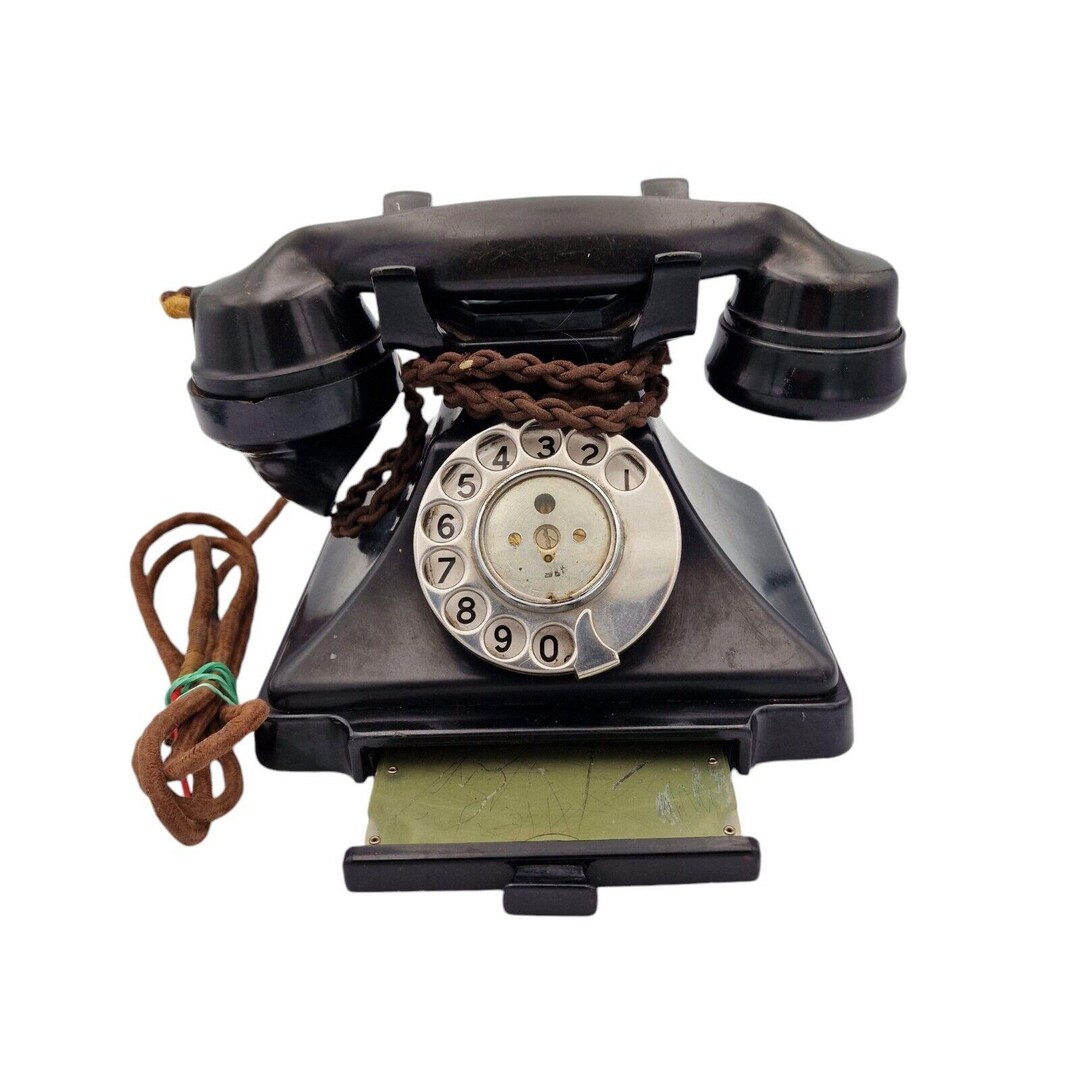 Vintage GPO 1/232 Bakelite Telephone Pyramid Rotary Dial Braided Cord ...