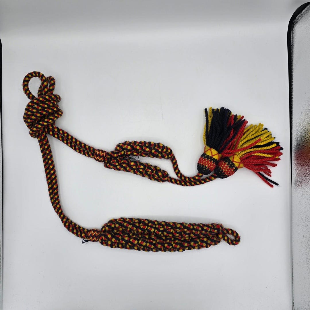 Vintage Military Ceremonial Bugle Cord Stewart Pattern Red Yellow Black ...