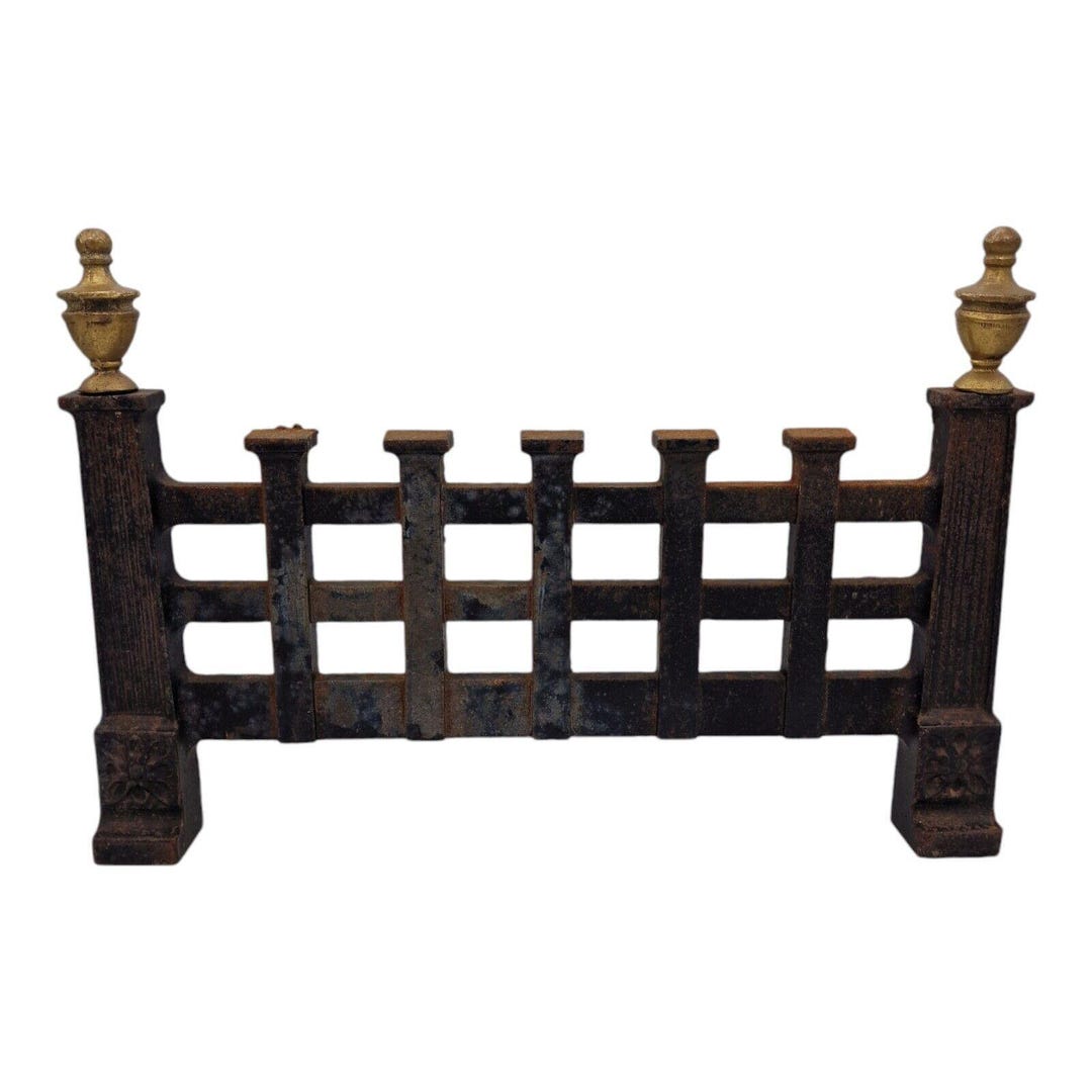 Vintage Cast Iron Fire Front Grate Fender – Black With Brass Caps - Etsy