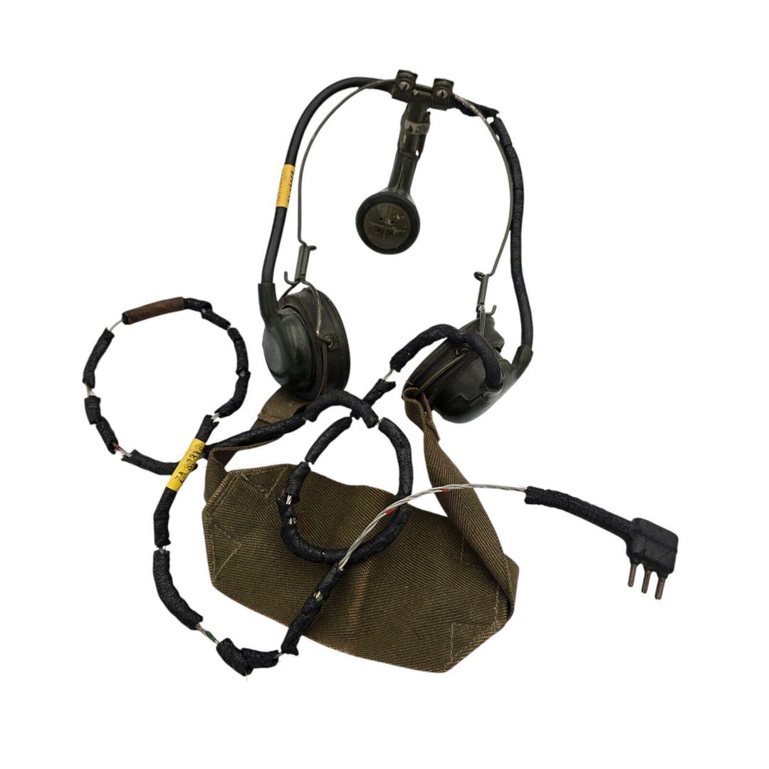 British WW2 Radio Headset Headphones W/ Microphone YA5000 JFB YA 7225 ...