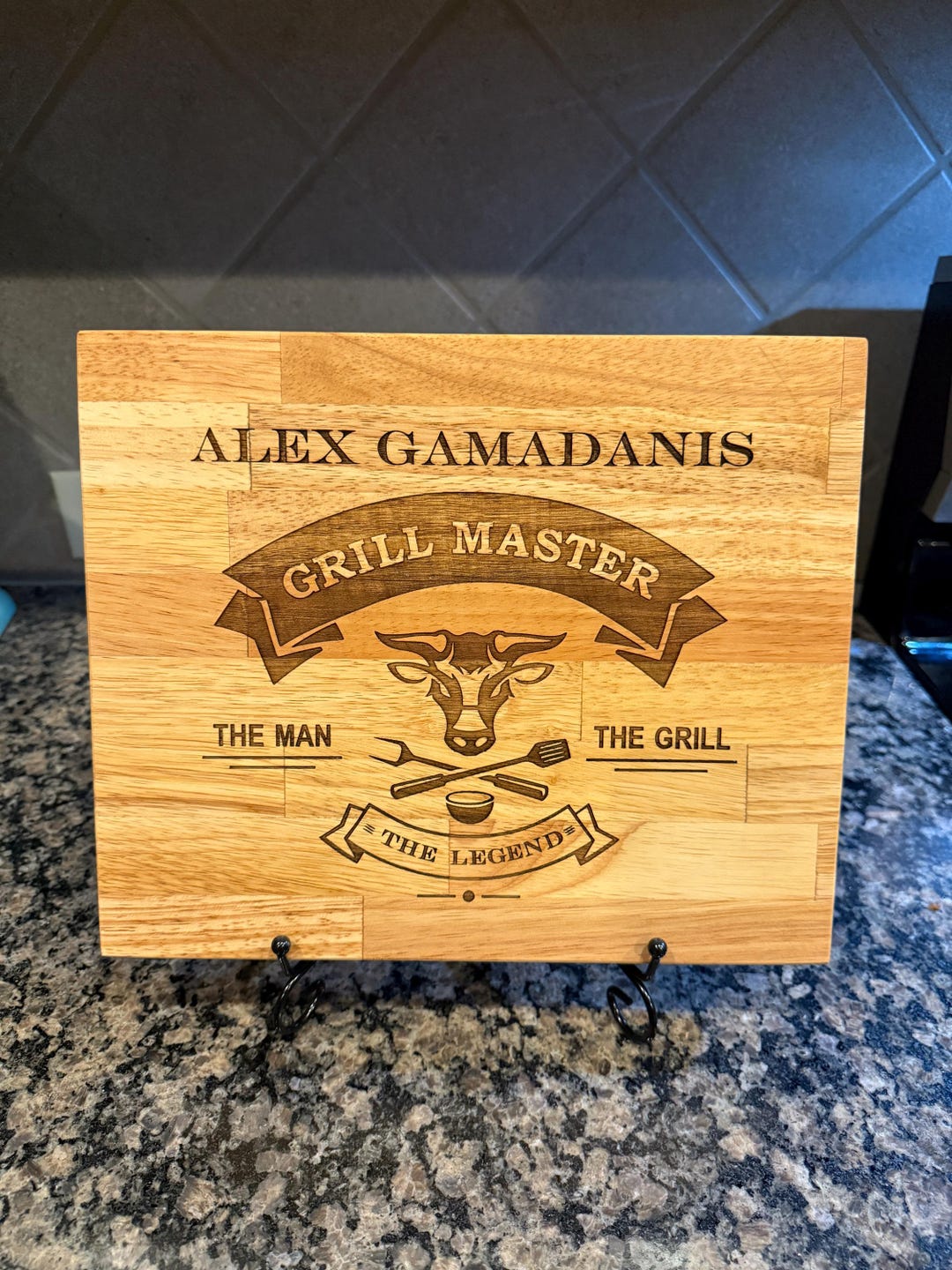 Custom Butcher Block Grill Plate - Christmas Gift, Engraved Grill Board ...