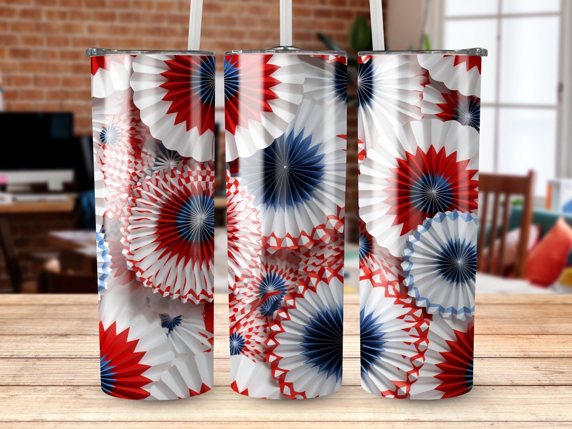Patriotic Pinwheel Skinny Tumbler Wrap, 4th of July Tumbler Design, USA ...
