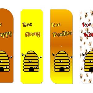 Bee Positive Cute Affirmations Printable Bookmarks Set of 4 Book Lover ...