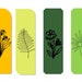 Green Floral Printable Bookmarks for Gardeners Set of 4 Book Lover Gift ...