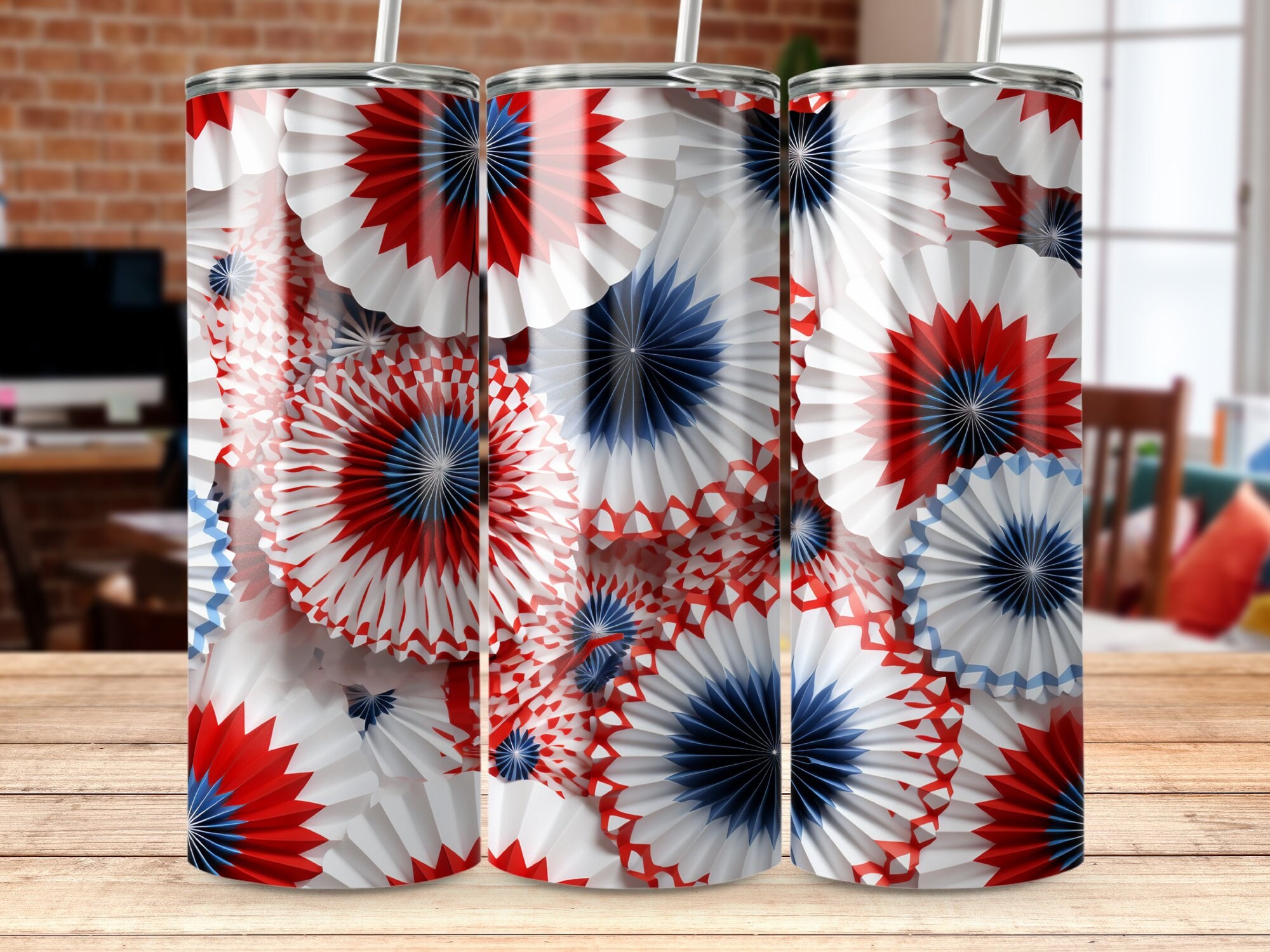 Patriotic Pinwheel Skinny Tumbler Wrap, 4th of July Tumbler Design, USA ...